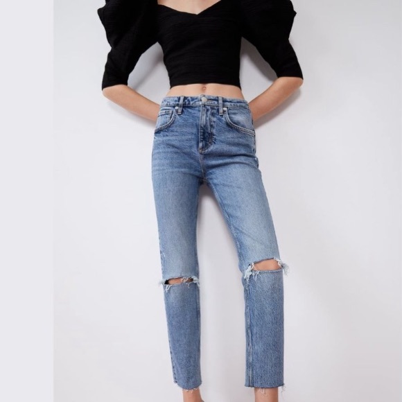 Zara | Jeans | Zara Hirise Ripped Jeans | Poshmark